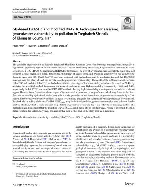 Pdf Gis Based Drastic And Modified Drastic Techniques For Assessing Groundwater Vulnerability