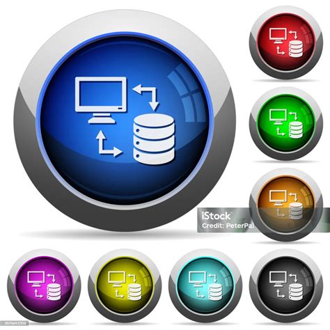 Syncronize Data With Database Round Glossy Buttons Stock Illustration