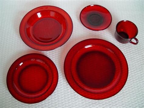 Vintage Ruby Red Arcoroc France Dinnerware Red Dishes Vintage