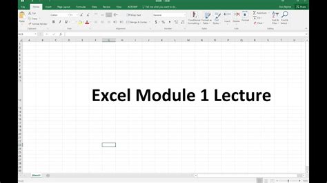 Excel Module 1 Youtube