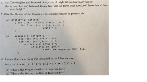 Solved A The Complete And Balanced Binary Tree Of Chegg