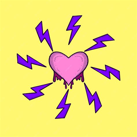 Premium Vector Lightning Circle With Love Illustration Hand Drawn Cartoon Colorful Vintage