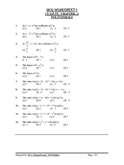 Polynomial Class 9 Pdf