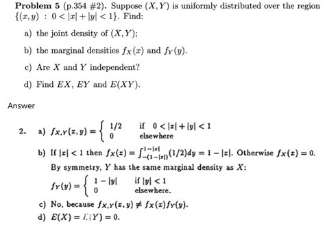 Solved Problem 5 P354 2 Suppose Xy Is Uniformly