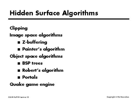 Hidden Surface Algorithms