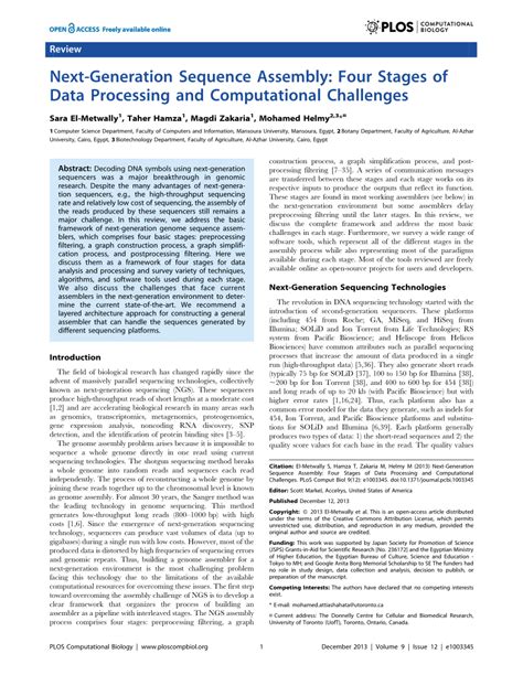 pdf next generation sequence assembly four stages of data processing and computational challenges