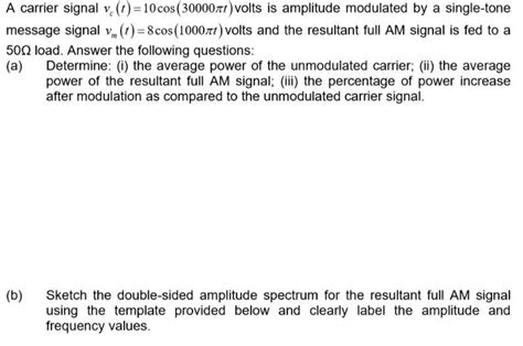 Solved A carrier signal vc t cos πt volts is Chegg
