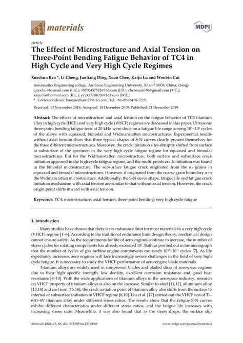 Pdf The Effect Of Microstructure And Axial Tension On Three Point Bending Fatigue Behavior Of
