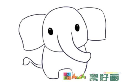 可爱的大象简笔画步骤图解怎么画简笔画教程 加加色