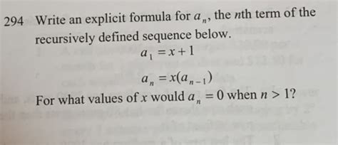 Solved 294 Write An Explicit Formula For An The Nth Term Of The