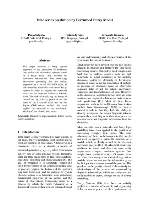 Pdf Time Series Prediction By Perturbed Fuzzy Model