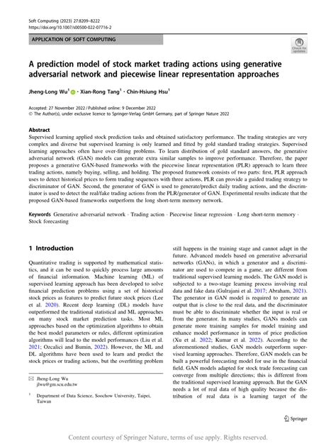 A Prediction Model Of Stock Market Trading Actions Using Generative