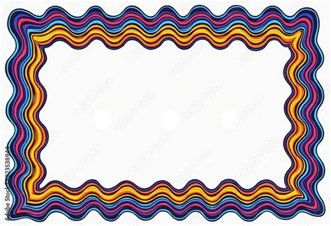 Psychedelic Vector Frames Colorful Squiggles Wave Borders And Retro