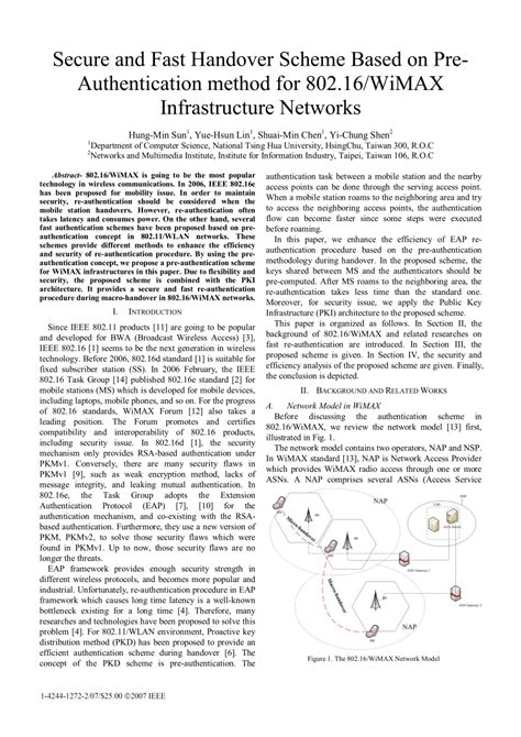 Pdf Secure And Fast Handover Scheme Based On Pre Authentication