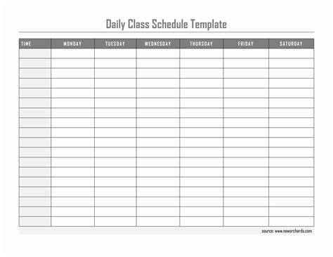 Free Class Schedule Templates Pdf Word Excel