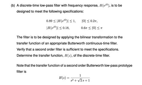 Solved B A Discrete Time Low Pass Filter With Frequency Chegg