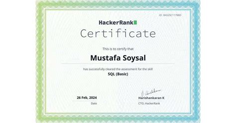 mustafa soysal on linkedin hackerrank skill certificate