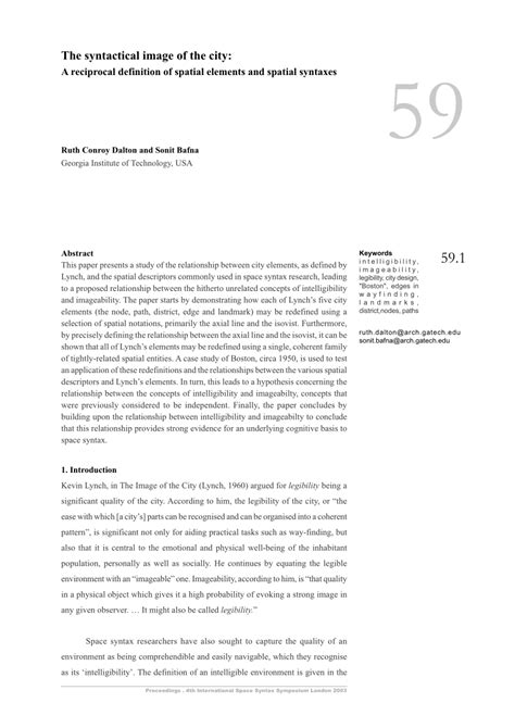 Pdf The Syntactical Image Of The City A Reciprocal Definition Of Spatial Elements And Spatial