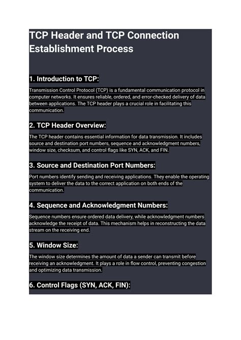 Solution Tcp Header And Tcp Connection Establishment Process Studypool