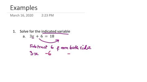 Solve Indicated Variable By Addition And Subtraction Youtube