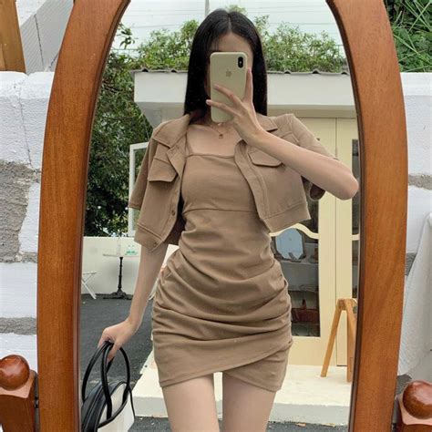 M~4xl 쿨 섹시 글램 빅사이즈 반팔 자켓 아우터 셔링 미니원피스 에이블리