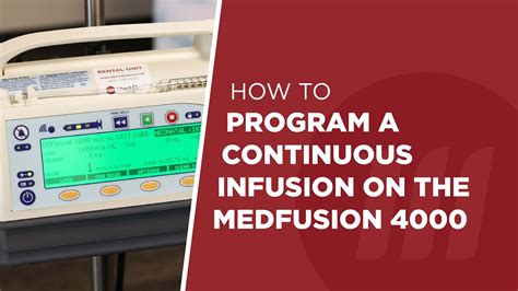 How To Program A Continuous Infusion On The Medfusion 4000 Syringe Pump Youtube