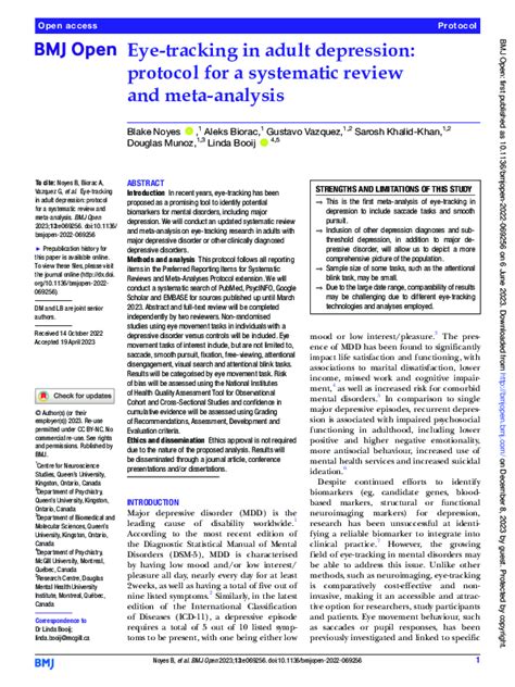 Pdf Eye Tracking In Adult Depression Protocol For A Systematic Review And Meta Analysis