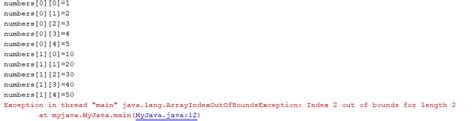 Multidimensional Array Exception In Thread Main Javalang