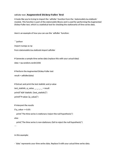 Adfuller Test Pdf Adfuller Test Pdf