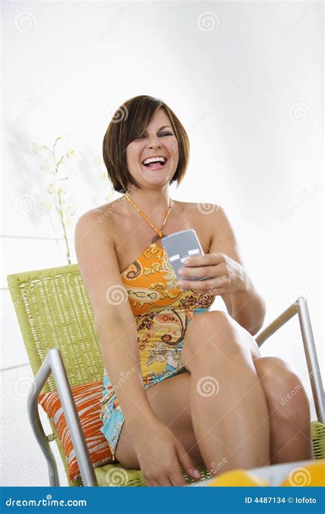 Woman With PDA Stock Photo Image Of Connectivity Female 4487134