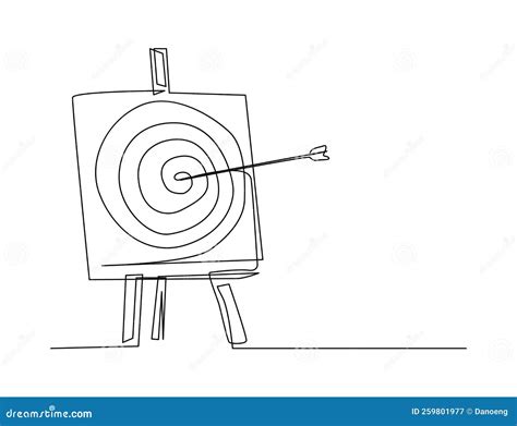 Continuous One Line Drawing Of Arrow Shotted On Target Pad Arrow On