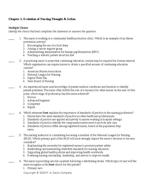 Chapter 1 Practice Test Bank For Nursing Concepts Nurs 101 Studocu