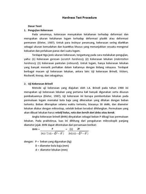 Hardness Test Procedure Pdf
