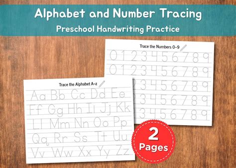 Alphabet And Number Tracing Worksheets 2 Printable Pages Trace The