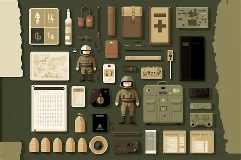 Premium Photo Army Inventory Set Illustration