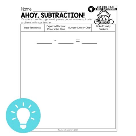 Lucky To Learn Math Lesson 106 2 Digit Subtraction Review Mini Lesson Ahoy Subtraction