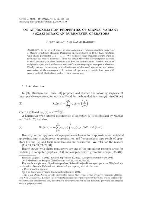 Pdf On Approximation Properties Of Stancu Variant λ SzÁsz Mirakjan Durrmeyer Operators