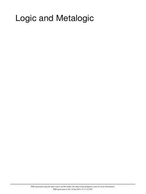 Logic And Metalogic Pdf Logic Mathematical Logic