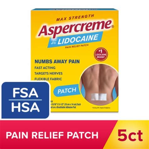 Aspercreme Lidocaine Pain Relief Patch With Max Strength 4 Lidocaine