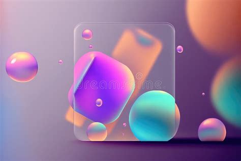 Shapes Glassmorphism Background 3d Render Stock Illustration