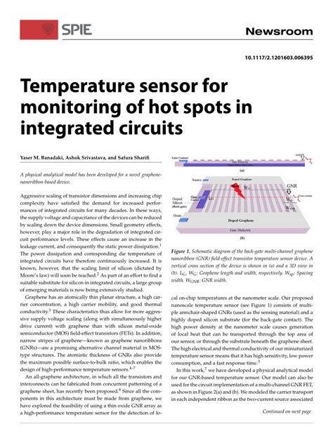 PDF Temperature Sensor For Monitoring Of Hot Spots In Integrated Circuits