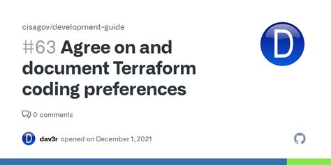 Agree On And Document Terraform Coding Preferences · Issue 63
