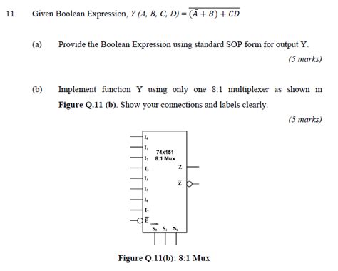 Solved 11 Given Boolean Expression Y A B C D Ab