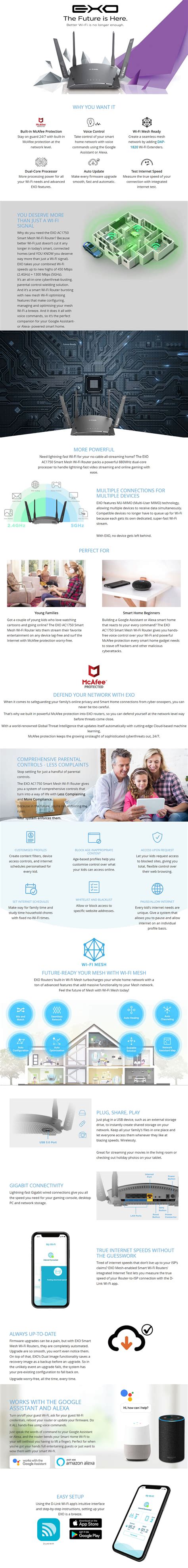 D Link Dir 1760 Exo Ac1750 Smart Mesh Wi Fi Router Au