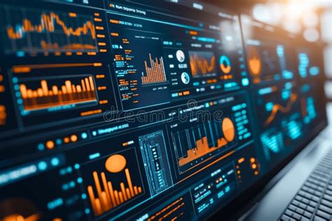 A Computer Monitor With Graphs And Graphs On The Screen Stock Illustration Illustration Of