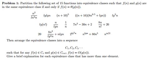 Discrete Mathematics Partitioning Functions Into Equivalence Classes