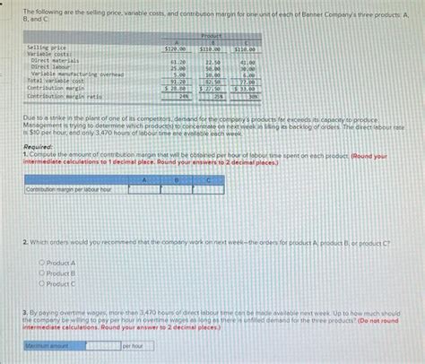 Solved The Following Are The Selling Price Variable Cos