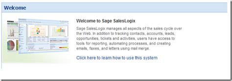 Modifying The Saleslogix Web Client Welcome Page Customer Fx