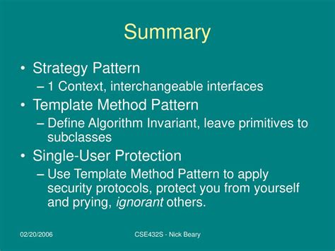 Strategy And Template Method Patterns Single User Protection Ppt