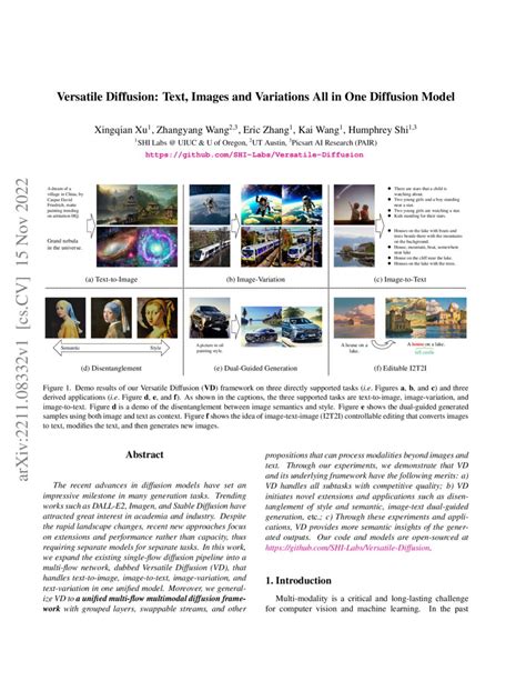 Versatile Diffusion Text Images And Variations All In One Diffusion